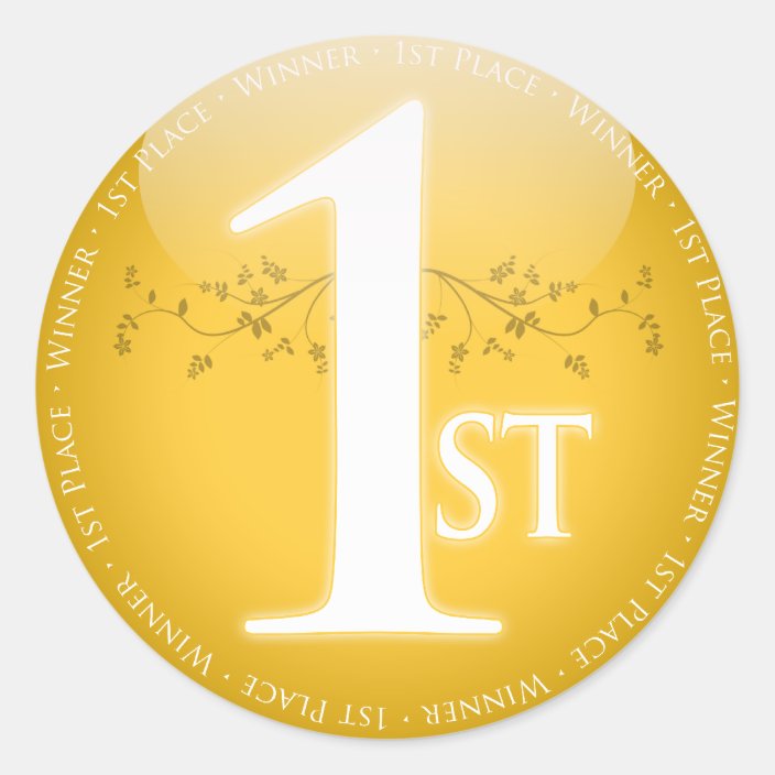 Gold First Place (1st) Award Classic Round Sticker | Zazzle.com