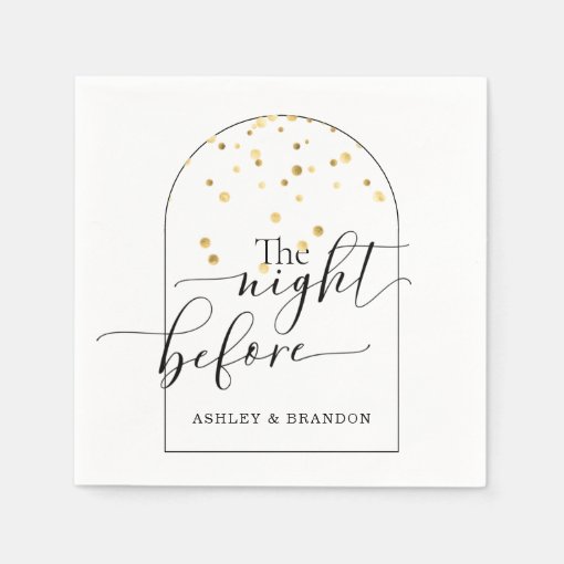 Gold Flakes Minimal Script The Night Before Napkins | Zazzle