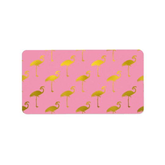 Gold Flamingo Faux Metallic Foil Tropical Flamingo Label | Zazzle.com