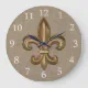 Gold Fleur de Lis Faux Burlap Large Clock | Zazzle