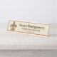 Gold Fleur de Lis & White Lattice Taupe Desk Name Plate | Zazzle