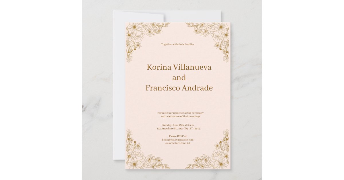 Gold Floral Filipiniana Wedding Invitation | Zazzle