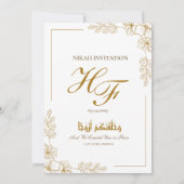 Gold Floral Frame Elegant White Paper Modern Nikah Invitation | Zazzle