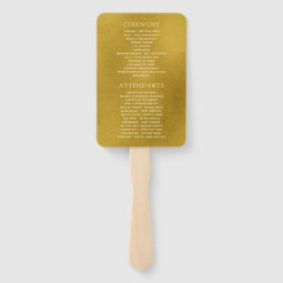 Gold Floral Geometric Wedding Program Hand Fan | Zazzle