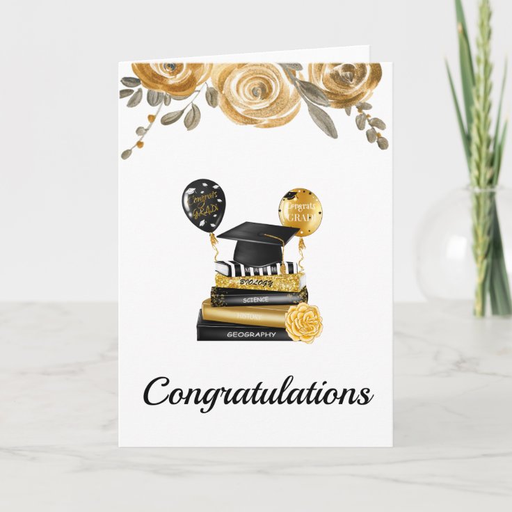 Gold Floral Graduation Congratulation Card | Zazzle