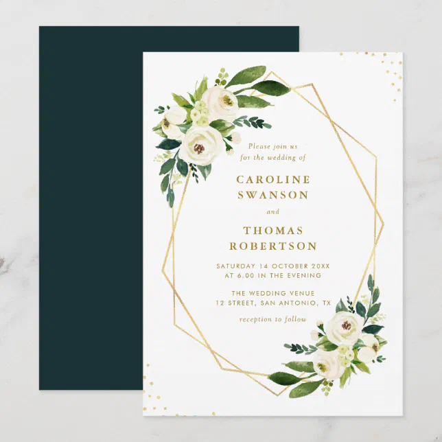 gold floral greenery wedding invitation | Zazzle