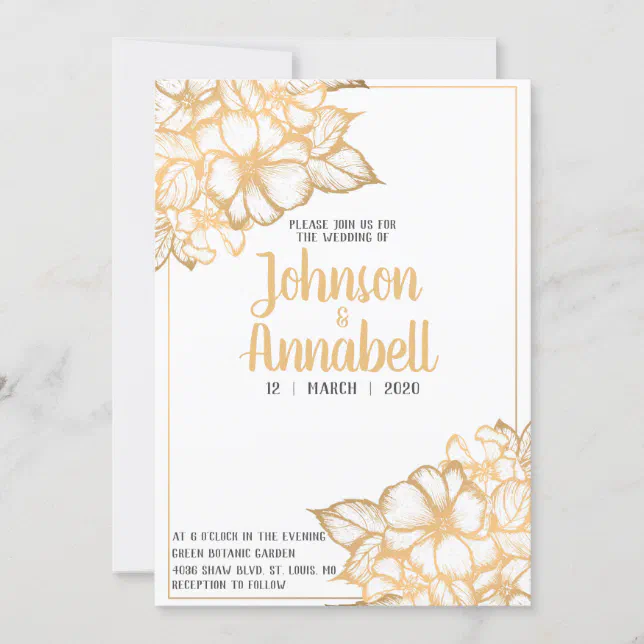 Gold Floral Invitation | Zazzle