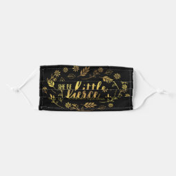 Gold Floral Little But Fierce William Shakespeare Adult Cloth Face Mask ...