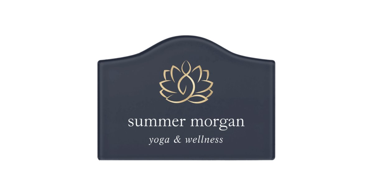 Gold Floral Lotus Logo | Yoga Massage Spa Door Sign | Zazzle