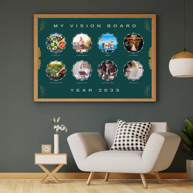 Gold Floral My Vision Board Of The Year Poster | Zazzle