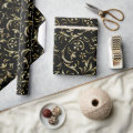 Gold Floral Pattern With Diamonds Wrapping Paper | Zazzle