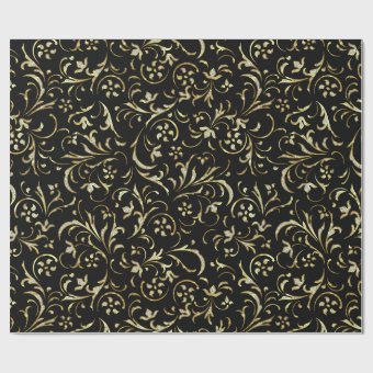 Gold Floral Pattern With Diamonds Wrapping Paper | Zazzle