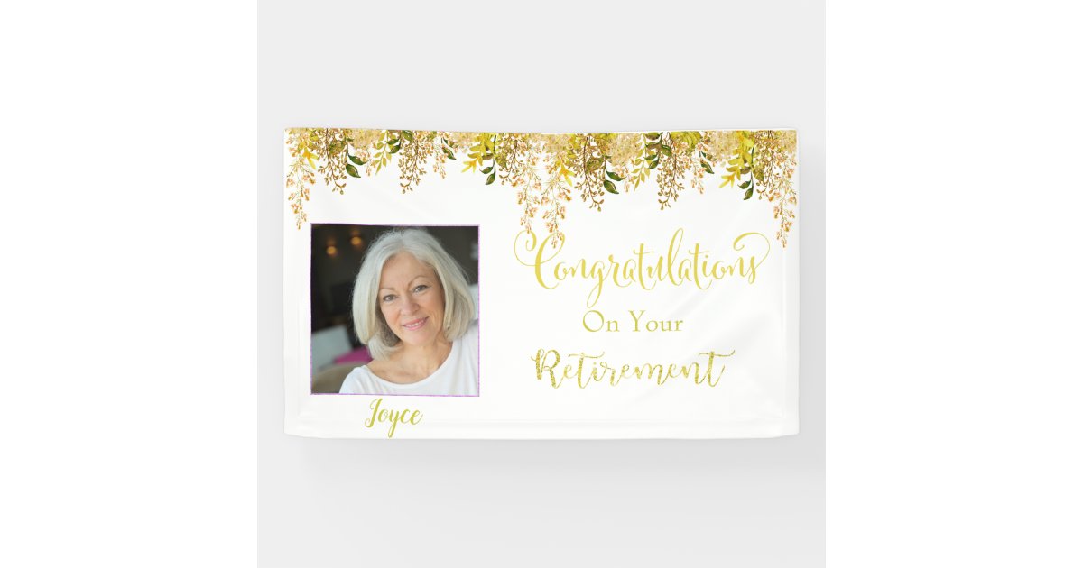 Gold Floral Retirement Banner | Zazzle