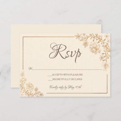 Gold Floral RSVP Card | Zazzle
