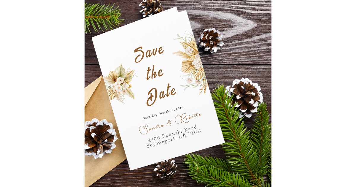 Gold Floral Save The Dat Card | Zazzle