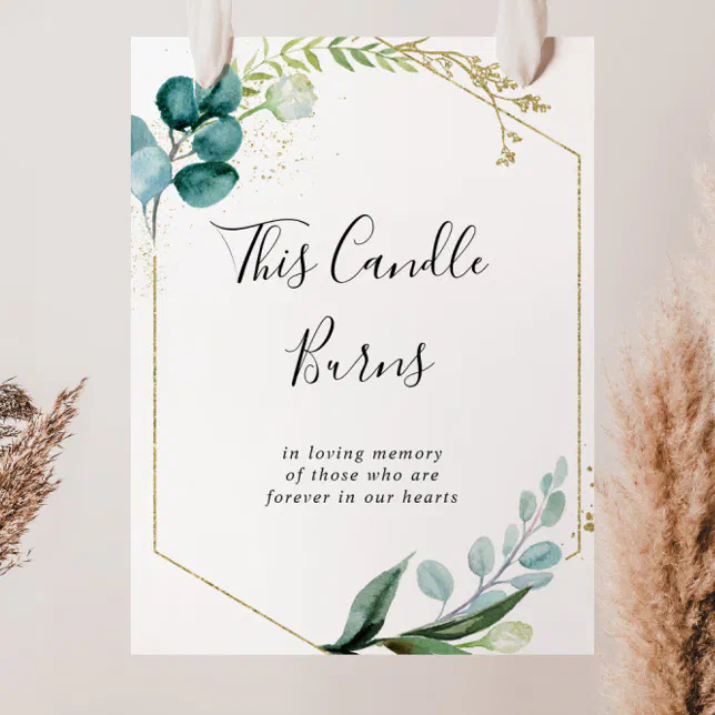 Gold Floral Tropical Green This Candle Burns Sign | Zazzle