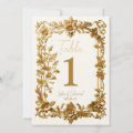 Gold Floral Vintage Table Number Card | Zazzle