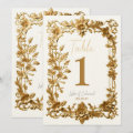 Gold Floral Vintage Table Number Card | Zazzle