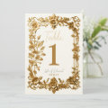 Gold Floral Vintage Table Number Card | Zazzle