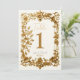 Gold Floral Vintage Table Number Card | Zazzle