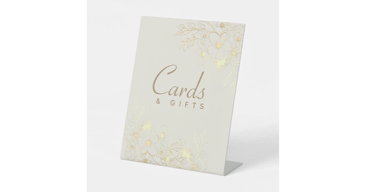 Gold Floral Wedding Cards & Gifts Sign | Zazzle