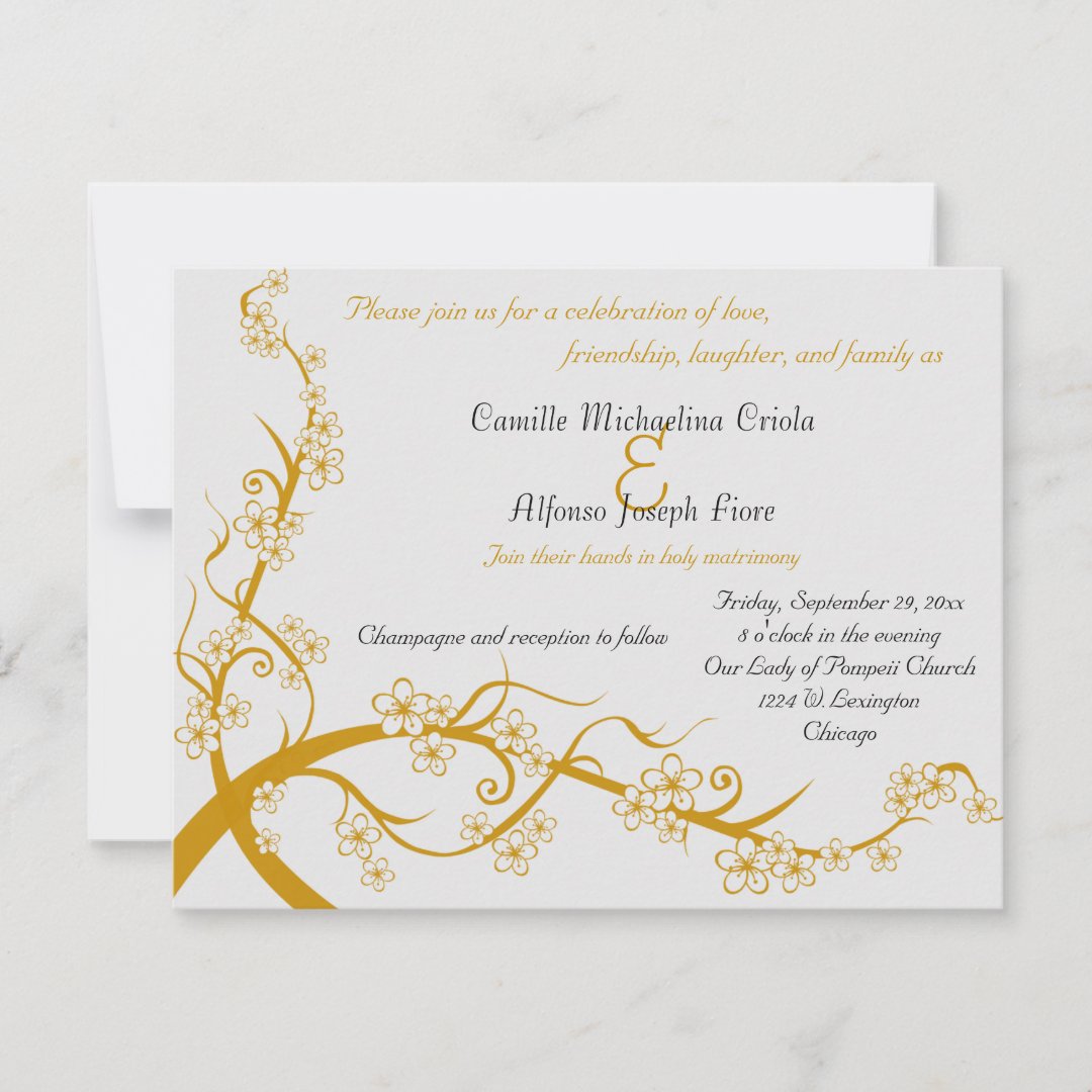 Gold Floral Wedding Invitation | Zazzle