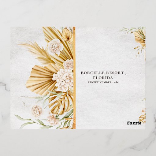Gold Floral Wedding Invitation Landscape | Zazzle