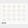 Gold Floral Wreath Wedding Invitation Initials Classic Round Sticker ...