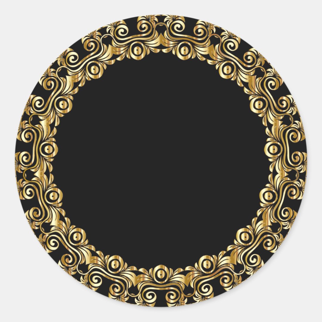 Gold Flourish Circle Frame Classic Round Sticker | Zazzle