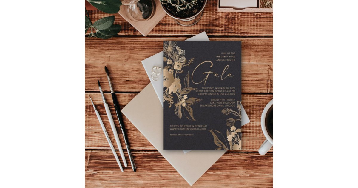 Gold Flower Gala Invitation | Zazzle