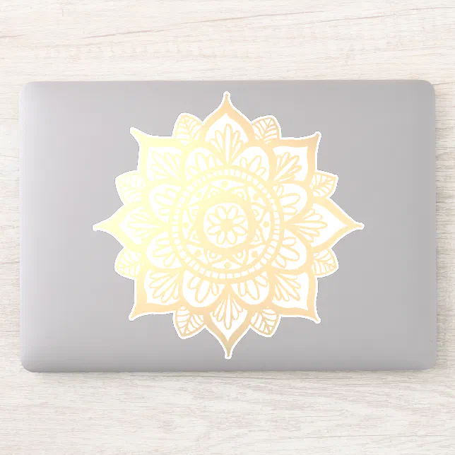 Gold Flower Mandala Sticker | Zazzle