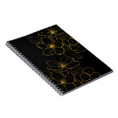 Gold Flower on Black Note Book & Journals | Zazzle