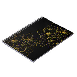 Gold Flower on Black Note Book & Journals | Zazzle