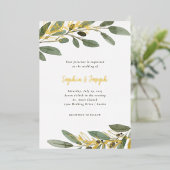 Gold Foil and Olive Leaves | Wedding Foil Invitation | Zazzle