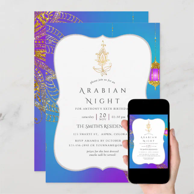 Gold Foil Arabian Nights Themed Party Invitation | Zazzle