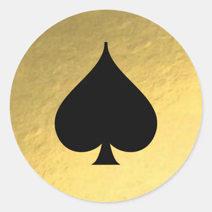 Gold Foil Background Black Spade Symbol Sticker | Zazzle