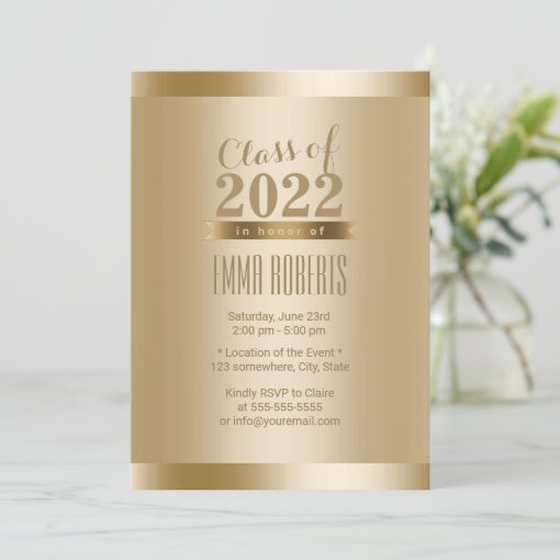 Gold Foil Background Graduation Party Invitation | Zazzle