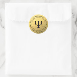 Gold Foil Black Psi Symbol Return Address Label | Zazzle