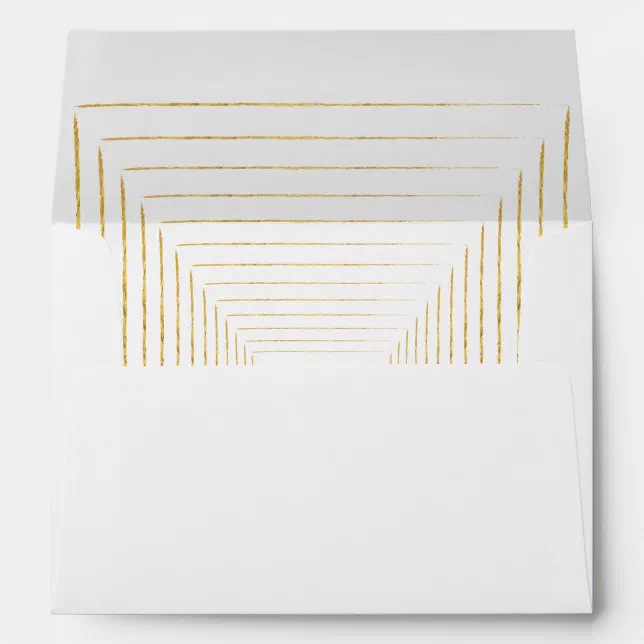 Gold Foil Border Wedding Envelope | Zazzle