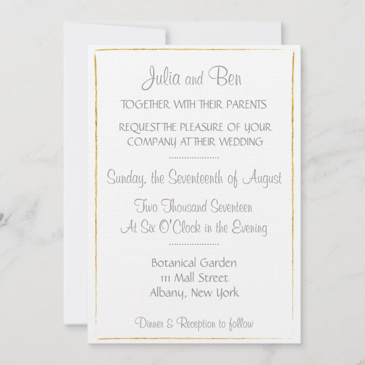 Gold Foil Border Wedding Invitation | Zazzle