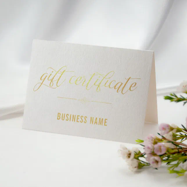 Gold Foil Calligraphy Gift Certificate Foil Card | Zazzle