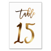 Gold foil chic wedding table number | Table 15 | Zazzle