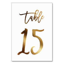 Gold foil chic wedding table number | Table 15 | Zazzle