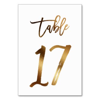 Gold foil chic wedding table number | Table 17 | Zazzle
