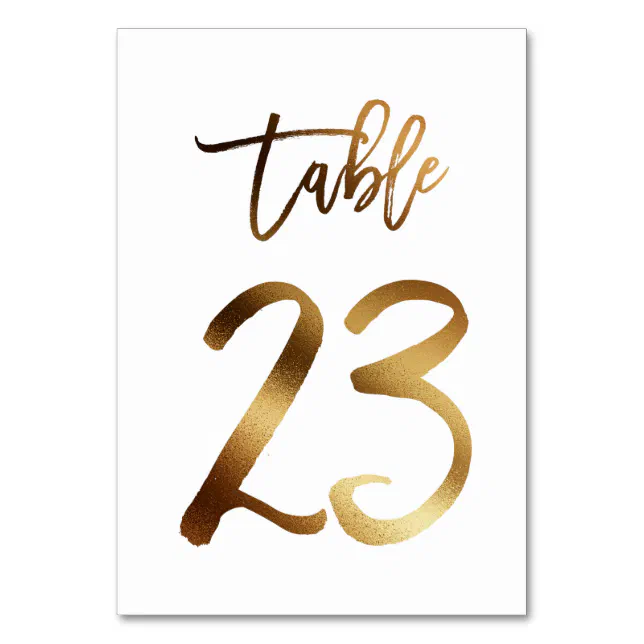 Gold foil chic wedding table number | Table 23 | Zazzle