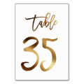 Gold foil chic wedding table number | Table 35 | Zazzle