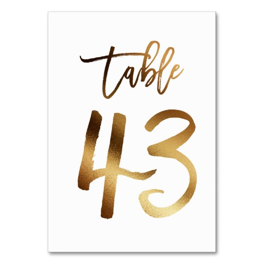 Gold foil chic wedding table number | Table 43 | Zazzle.com