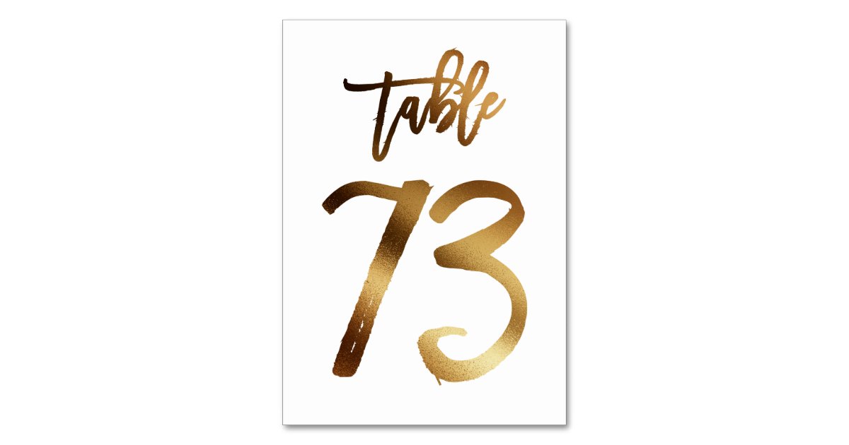 Gold foil chic wedding table number | Table 73 | Zazzle