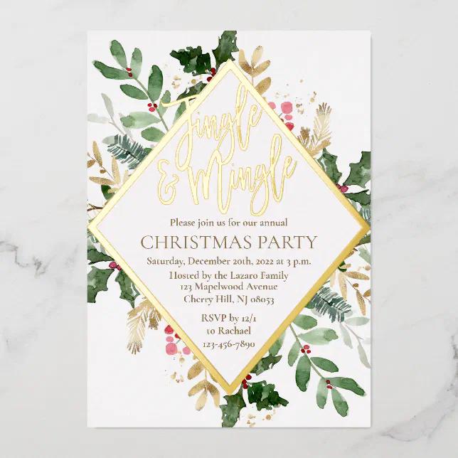 Gold Foil Christmas Party Invitation Foil Invitation | Zazzle