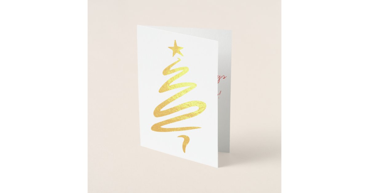 Gold Foil Christmas Tree Greeting Card | Zazzle